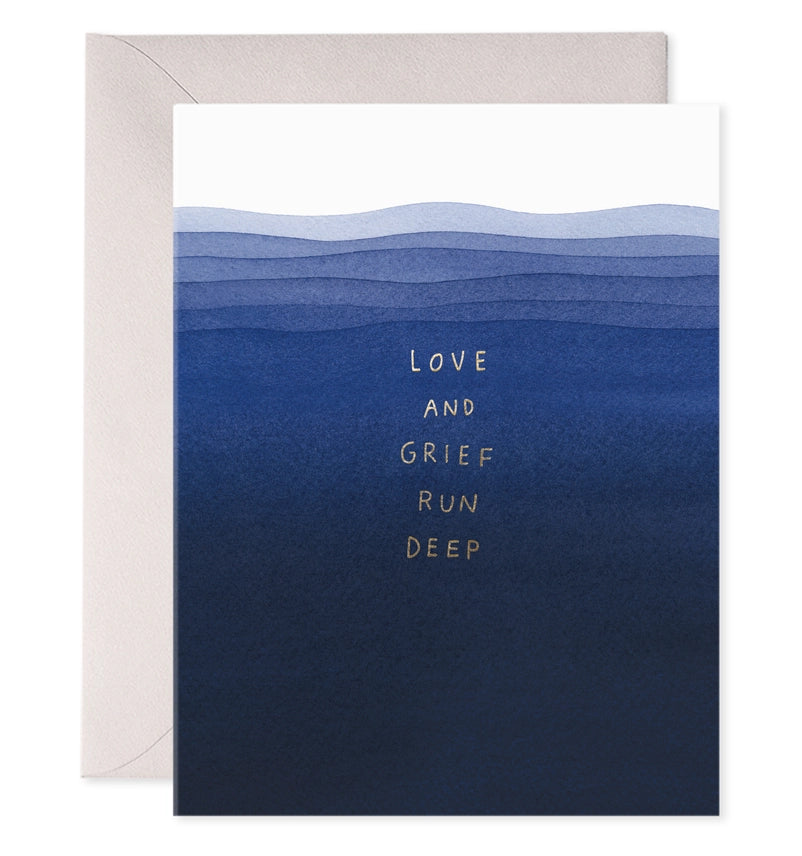 Love & Grief Run Deep Navy Blue Watercolor Sympathy Card – Hello World ...
